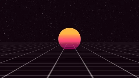 Retro-futuristic 80s synthwave sun grid ... | Stock Video | Pond5