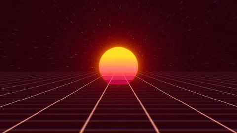 Retro-futuristic 80s synthwave sun grid ... | Stock Video | Pond5