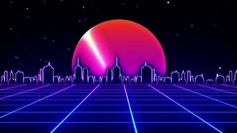 Retro futuristic sci-fi night city seaml... | Stock Video | Pond5