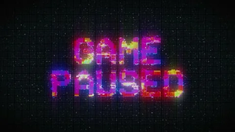Retro GAME PAUSED text on old tv vhs gli... | Stock Video | Pond5