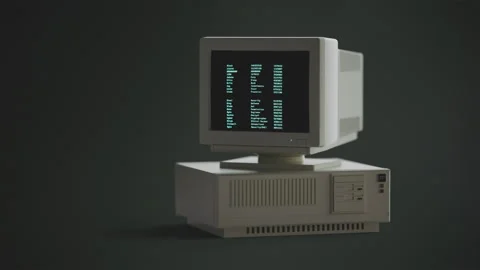 Retro Hacker PC Vintage Computer Data in... | Stock Video | Pond5
