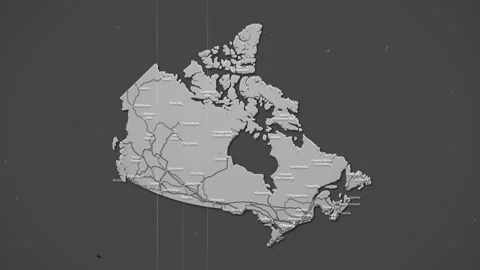 Retro map of Canada with cities, roads a... | Stock Video | Pond5