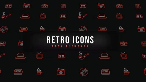 After Effects Template: Retro Neon Icons #232489807 | Pond5