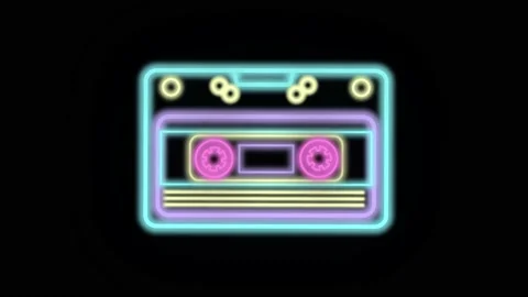 Retro Neon Music Cassette Animation. Ret... | Stock Video | Pond5