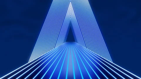 Retro neon road tunnel with abstract tri... | Stock Video | Pond5