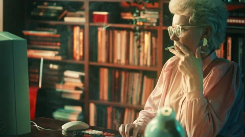 Retro office woman working on old comput... | Stock Video | Pond5