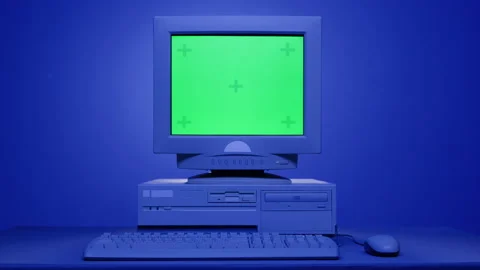 Retro pc with chroma key green screen, O... | Stock Video | Pond5