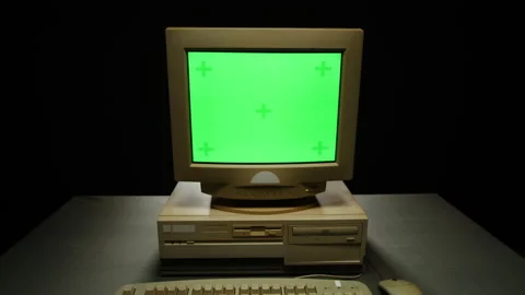 Retro pc with chroma key green screen, O... | Stock Video | Pond5