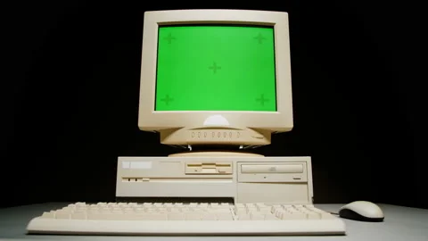 Retro pc with chroma key green screen, O... | Stock Video | Pond5
