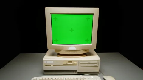 Retro pc with chroma key green screen, O... | Stock Video | Pond5