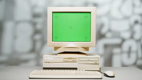 Retro pc with chroma key green screen, O... | Stock Video | Pond5