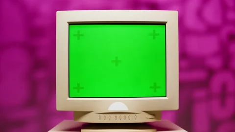 Retro pc with chroma key green screen, O... | Stock Video | Pond5