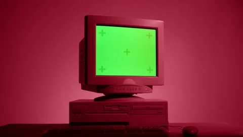 Retro pc with chroma key green screen, O... | Stock Video | Pond5
