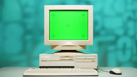 Retro pc with chroma key green screen, O... | Stock Video | Pond5