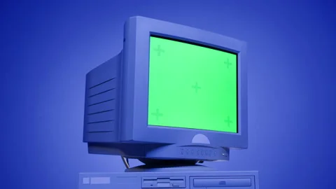 Retro pc with chroma key green screen, O... | Stock Video | Pond5