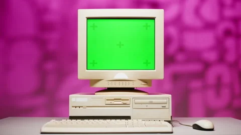 Retro pc with chroma key green screen, O... | Stock Video | Pond5