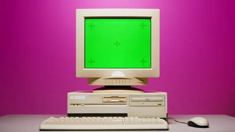 Retro pc with chroma key green screen, O... | Stock Video | Pond5