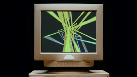 Retro pc with chroma key green screen, O... | Stock Video | Pond5