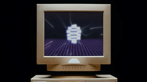 Retro pc with chroma key green screen, O... | Stock Video | Pond5