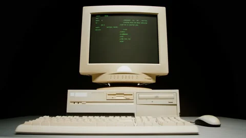 Retro pc with loading code console, prog... | Stock Video | Pond5
