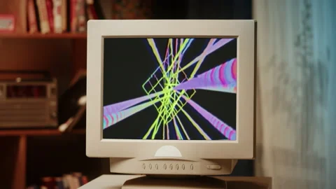 Retro pc with vintage screen saver, for ... | Stock Video | Pond5