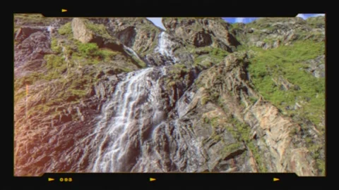 Retro photo camera screen with waterfall... | Stock Video | Pond5