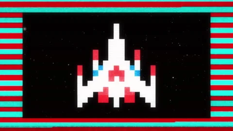 Retro space fighter loading spectrum pix... | Stock Video | Pond5