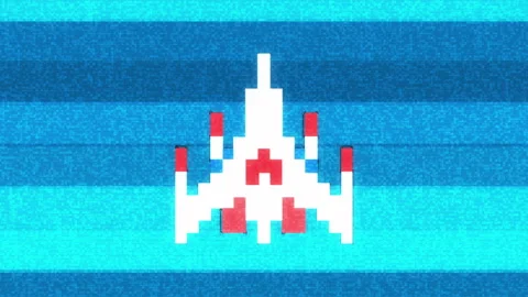 Retro Space Fighter Pixel Art Style | Stock Video | Pond5