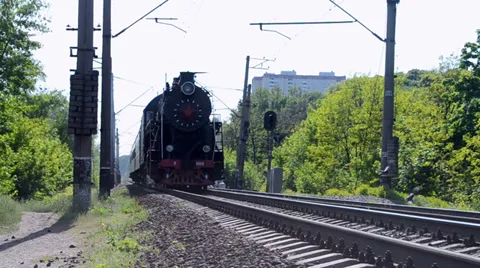 Retro steam locomotive L-3055 with wagon... | Stock Video | Pond5