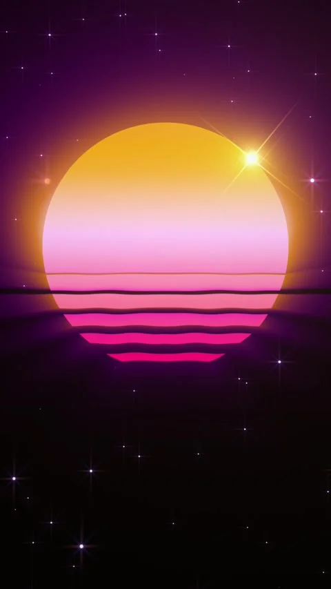 Retro Sun Synthwave Vaporwave Vertical L... | Stock Video | Pond5