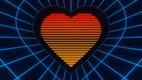 Retro synthwave heart frame loop animati... | Stock Video | Pond5