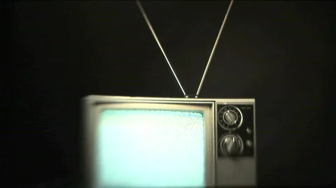Retro TV With Rabbit Ears Antenna Plays ... | Stock Video | Pond5