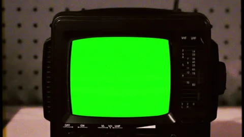 Retro TV Radio Green Screen Old Compact ... | Stock Video | Pond5