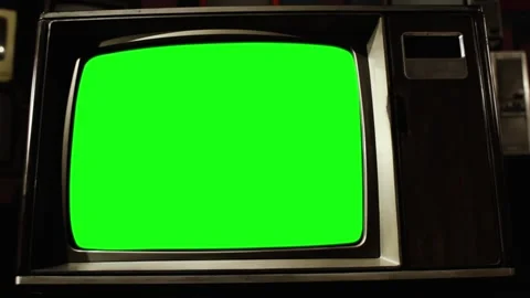 Retro TV Set Turning On and Off Green Sc... | Stock Video | Pond5