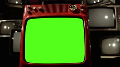 Retro TV Turning On and Off Green Screen... | Stock Video | Pond5