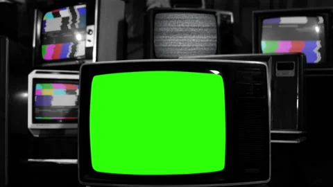 Retro TV Turning On Chroma Key Green Scr... | Stock Video | Pond5