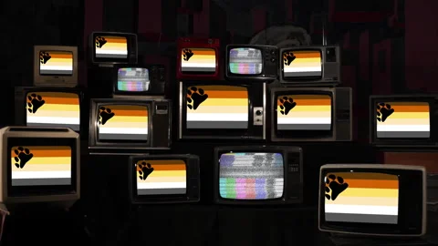 Retro TVs Showing Bear Pride Flag on Scr... | Stock Video | Pond5
