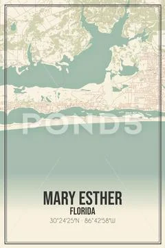 Mary Esther Florida Map Mary Esther Florida Map Poster, Modern Home