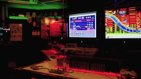 Retro Video Game Arcade and Bar in Osaka... | Stock Video | Pond5