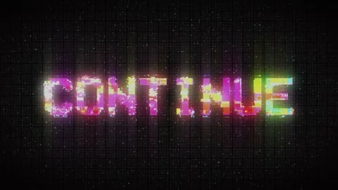 Retro videogame CONTINUE text on compute... | Stock Video | Pond5