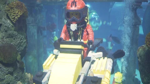 Reveal full size cartoon Lego diver on m... | Stock Video | Pond5