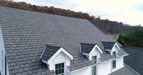Reverse Aerial View of House's Shingles | Stock Video | Pond5
