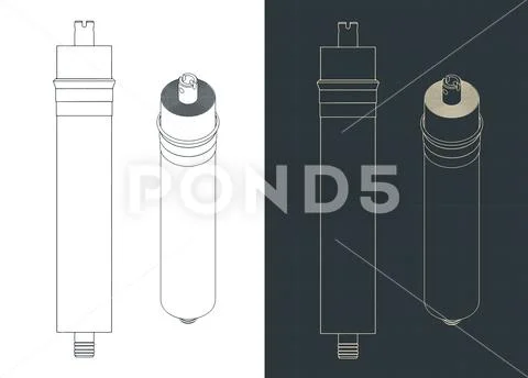 Reverse osmosis membrane isometric blueprints Illustration #247458112
