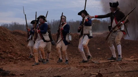 Revolutionary War Soldiers Charge and fi... | Stock Video | Pond5