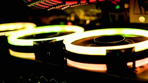 rgb fan in pc case. Rainbow ropeller for... | Stock Video | Pond5