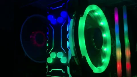 rgb fan in pc Rainbow ropeller for cooli... | Stock Video | Pond5