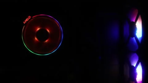 The RGB PC rotates the cooling fan with ... | Stock Video | Pond5