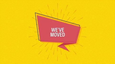 Ribbon banner with text We have moved, p... | Stock Video | Pond5