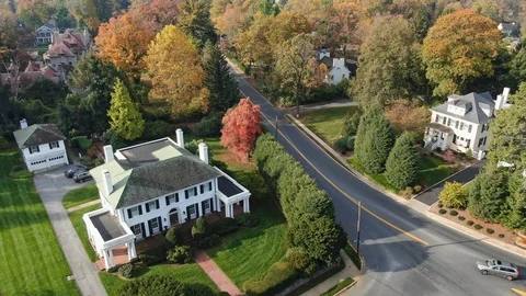 Rich neighbourhood, aerial view of luxur... | Stock Video | Pond5