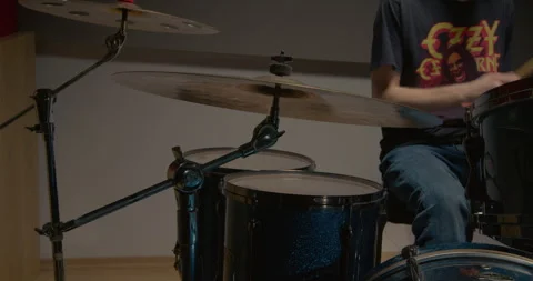 Ride cymbal on a drum set, a drummer pla... | Stock Video | Pond5